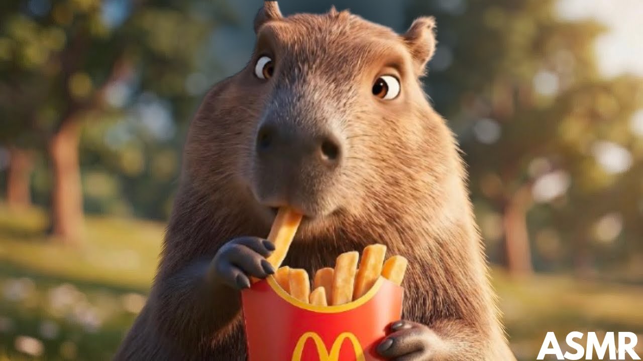 Capybara Tries McDonald’s for the First Time 🍔🌿 | Nature ASMR Mukbang ...